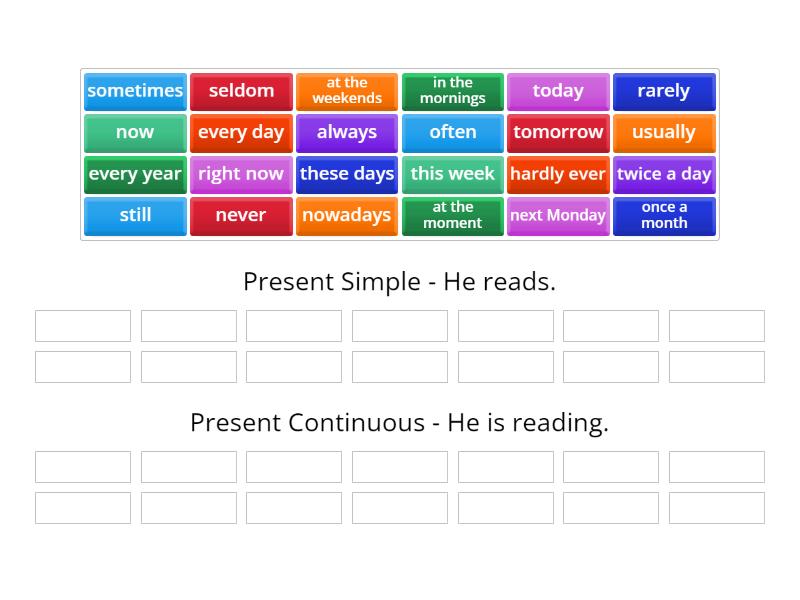 Flash 8 unit 1 less E Present Simple vs. Present Continuous (key words ...
