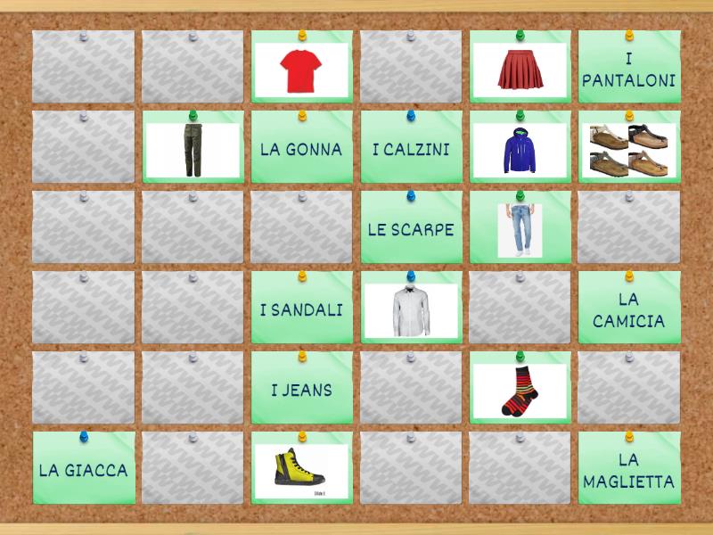 Vocabolario dell'abbigliamento - Matching pairs