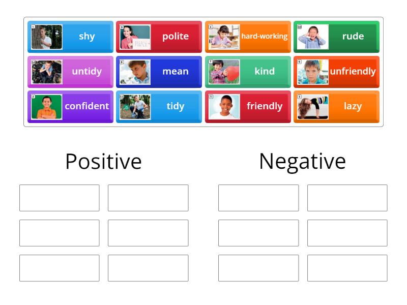 TT4 Unit 1 adjectives - Group sort