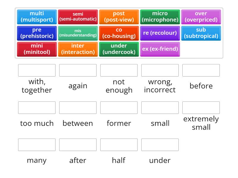 TS pre unit 6E prefixes - Match up