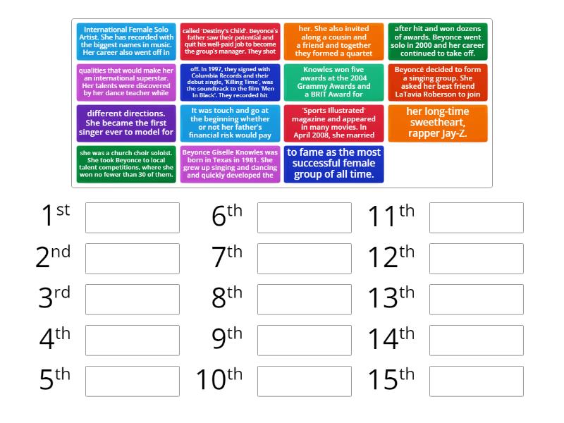 PUT THE TEXT BACK TOGETHER: Put the text in the correct order - Rank order