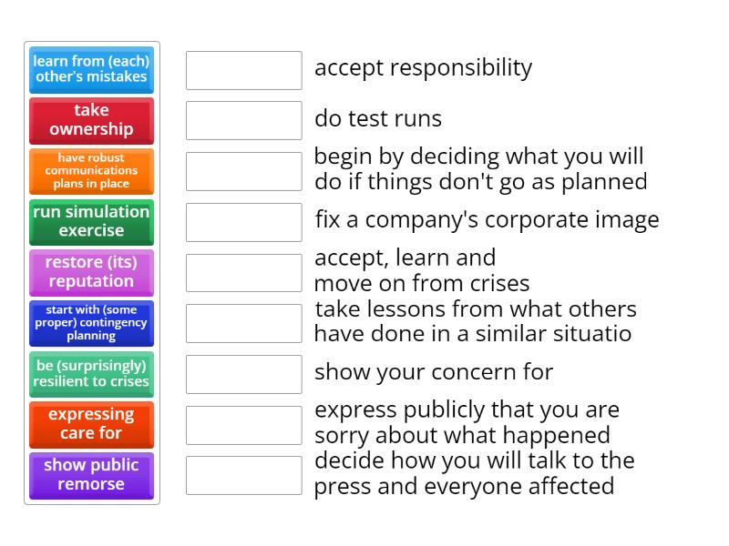 Risk. Reading (Vocabulary) - Match up