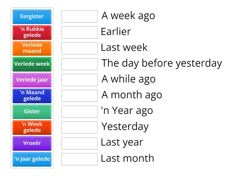 Tydwoorde: Verlede Tyd - Match up
