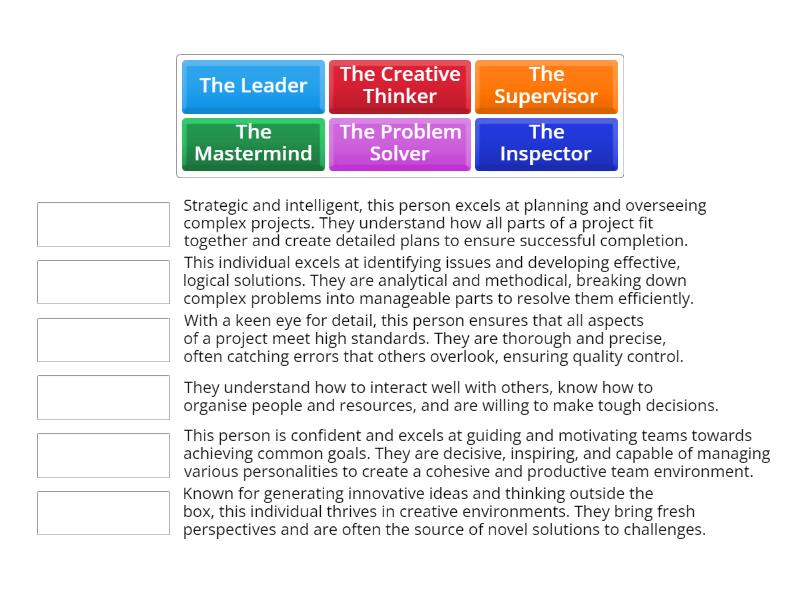 Work personality types A1+ - Match up
