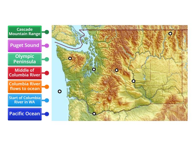 Washington State Geographic Locations - Labelled diagram