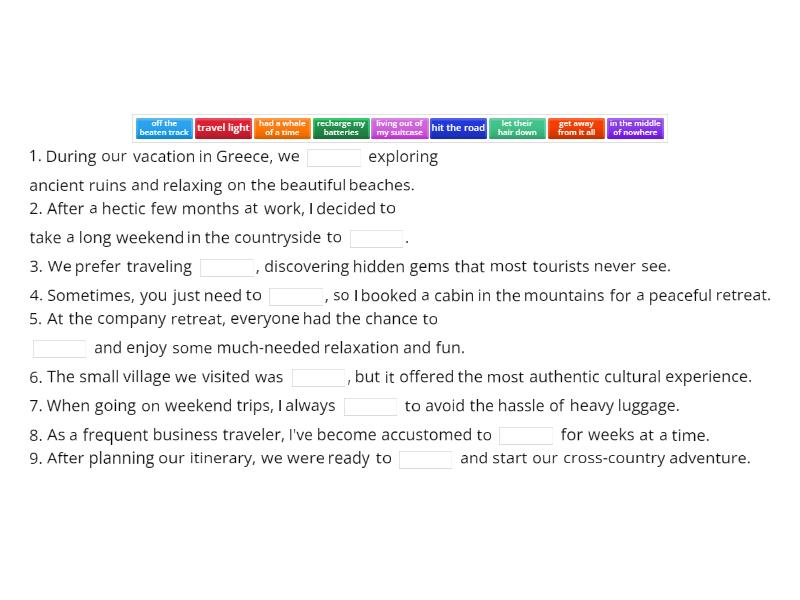 Idioms C1 - Complete the sentence