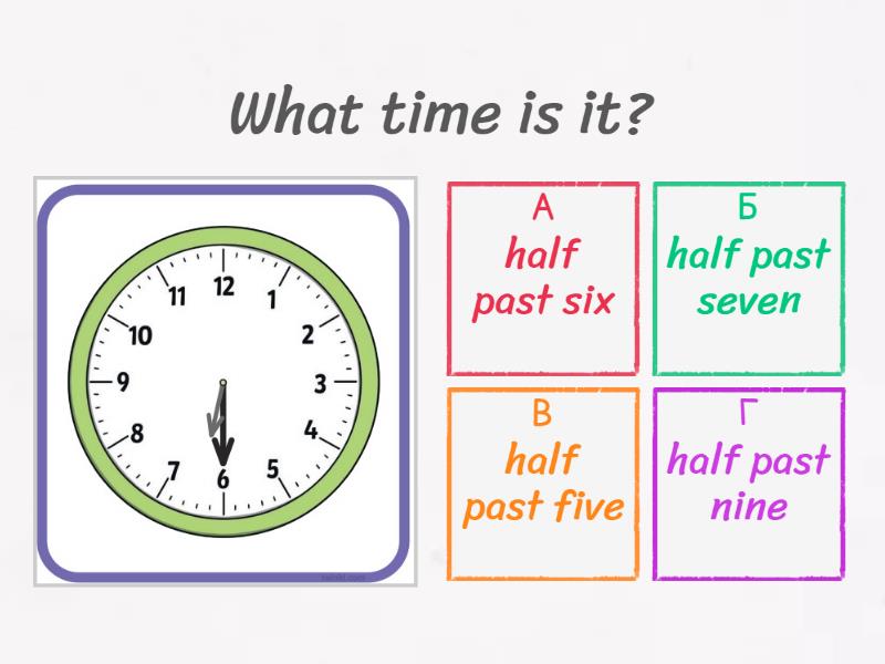 Telling the time (half past) - Cuestionario