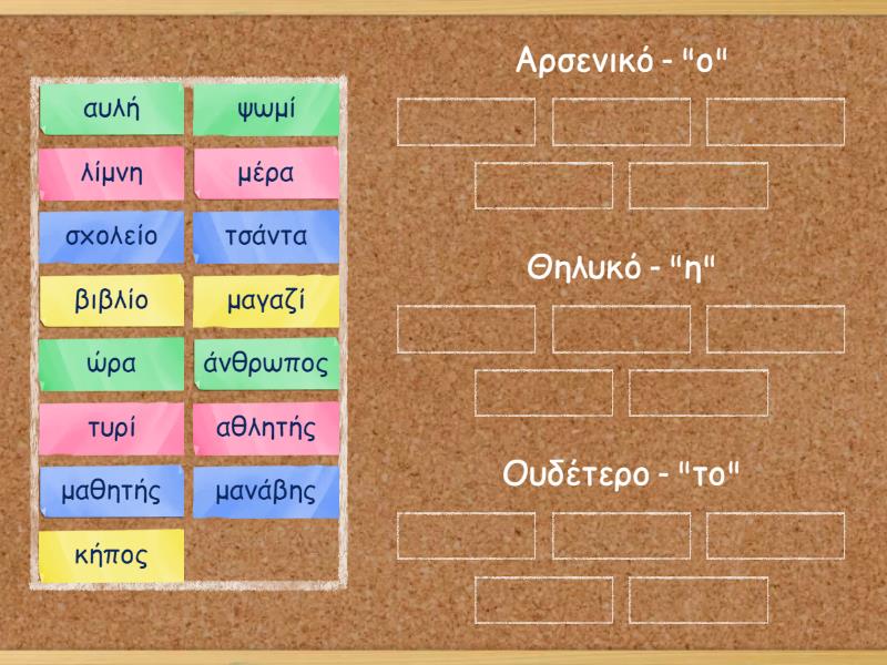 ΤΑ ΓΕΝΗ ΤΩΝ ΟΥΣΙΑΣΤΙΚΩΝ - Ταξινόμηση κατά ομάδα