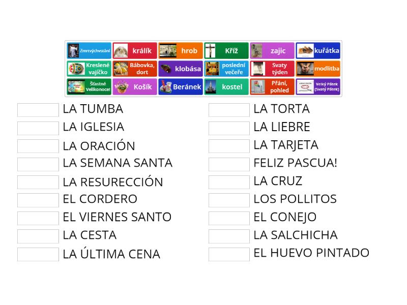 Aj- Cj vocabulario LA PASCUA - Match up