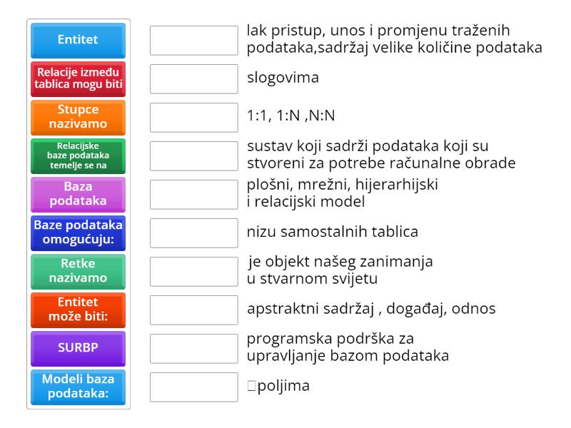 Baza podataka - Match up