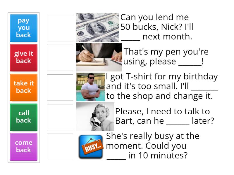 PIA 6B Verb + back - Match up