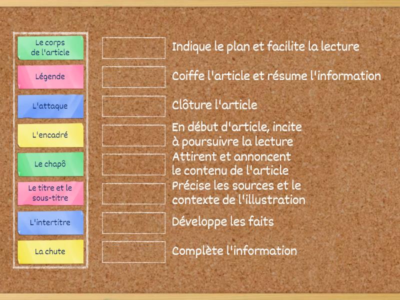 B1.2/U5 _ vocabulaire de la presse - Match up