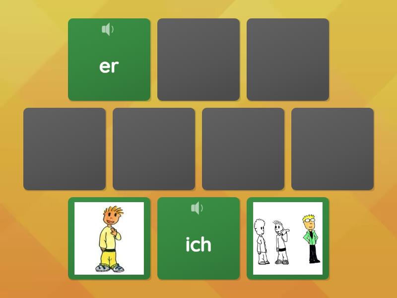 Personalpronomen (ich / du / er / es / sie) - Matching pairs