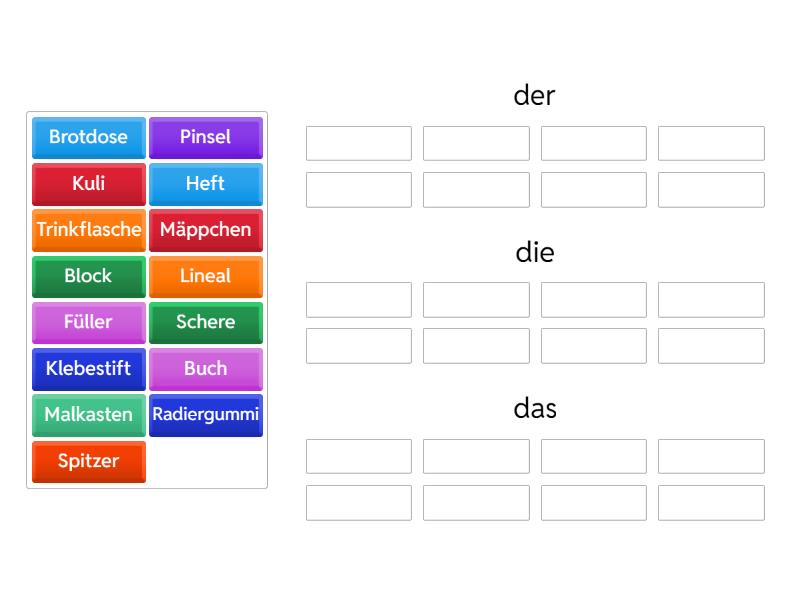Der, die, das - Group sort