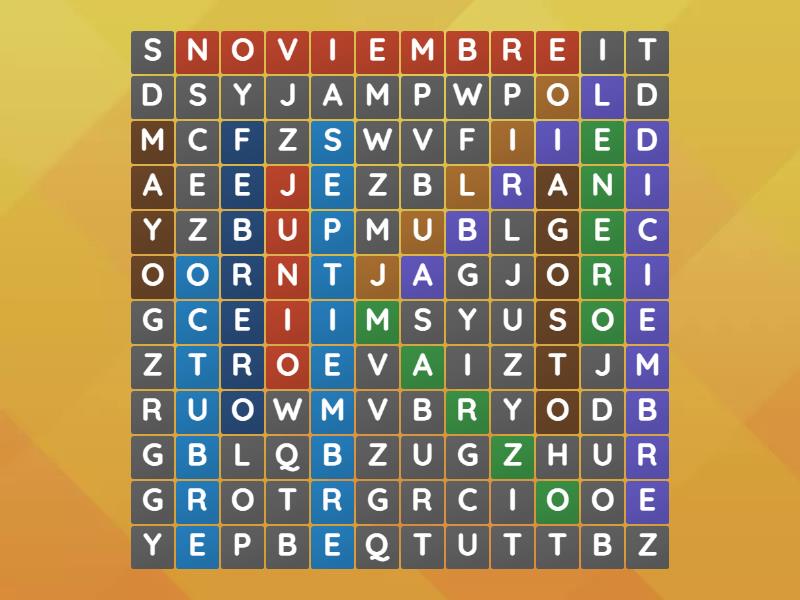Meses - Months Wordsearch - Sopa de letras