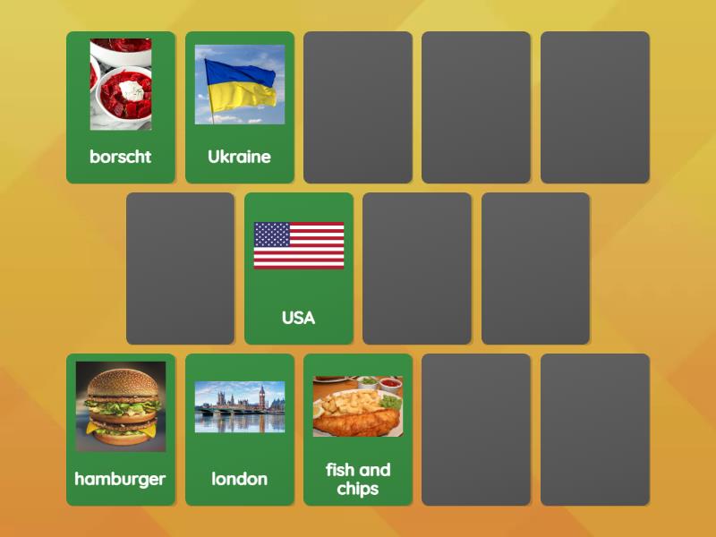 cities and food - Matching pairs