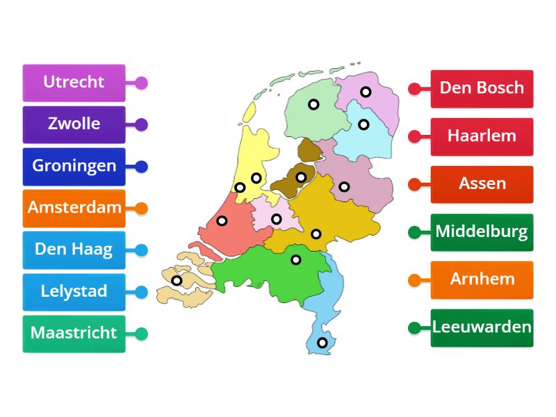 Provincies en hoofdsteden - Labelled diagram