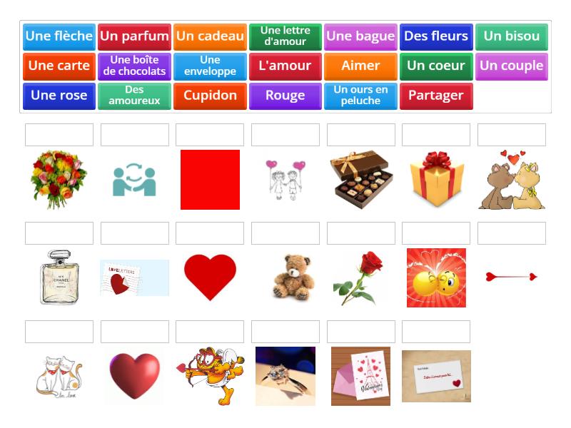 VOCABULAIRE DE LA SAINT-VALENTIN - Match up