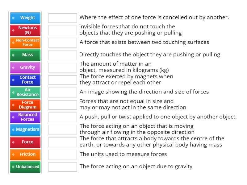 Friction & Magnets - Match up