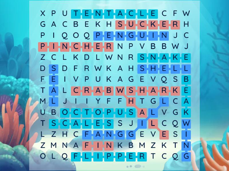 Underwater Life 1 - Unit 5 - EP5 - Wordsearch