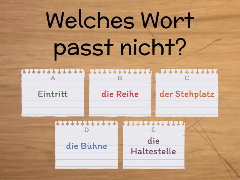 Kultur - Wortschatz A2 - Quiz
