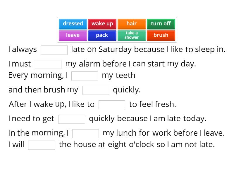 Daily routine A2 - Complete the sentence