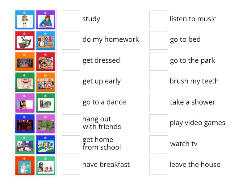 Daily Routine Vocabulary - Match up