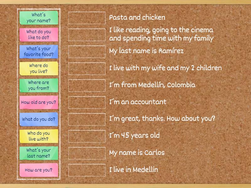 PERSONAL INFORMATION-Matching- - Match up