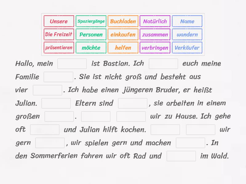 Meine Familie - Complete the sentence