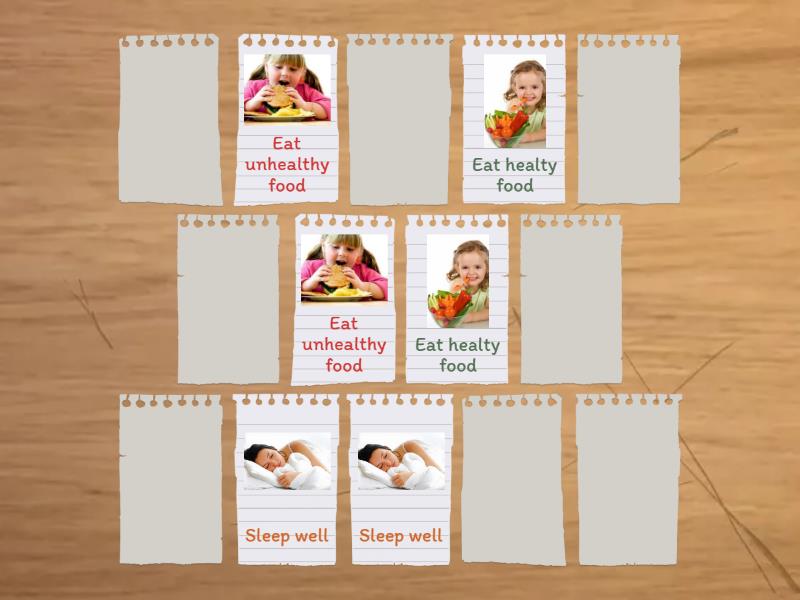 Healthy habits -match the pairs - Matching pairs