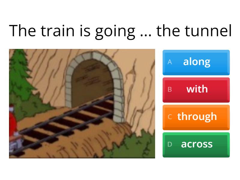 Prepositions round, across, into, out of, through, over - Quiz