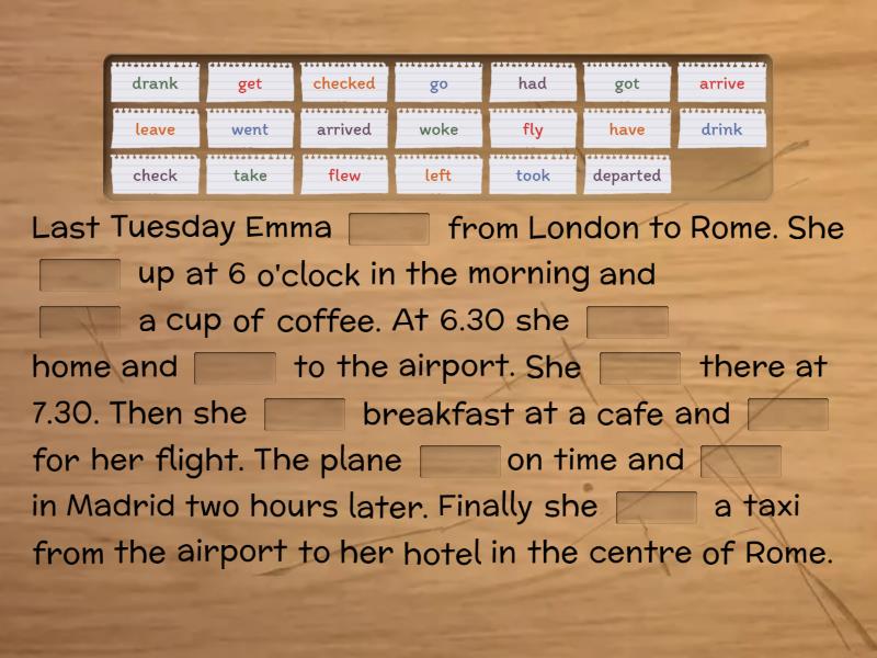 Past Simple story - Complete the sentence