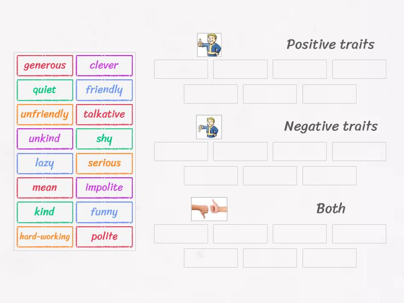 Traits of character for kids - Group sort