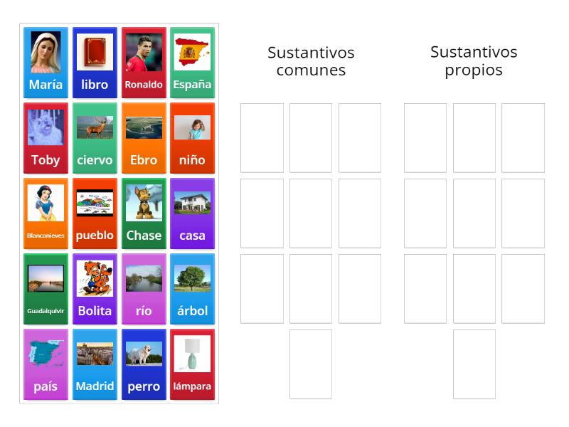 Sustantivos comunes y propios - Group sort