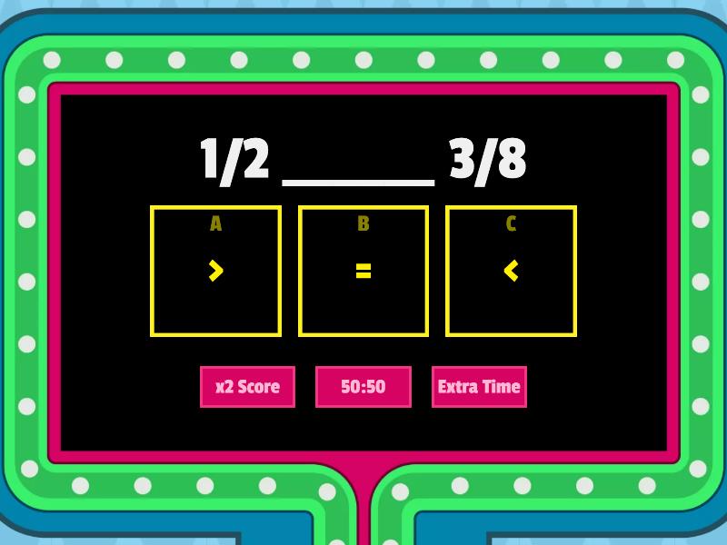 Comparing Fractions Grade 3 - Gameshow quiz