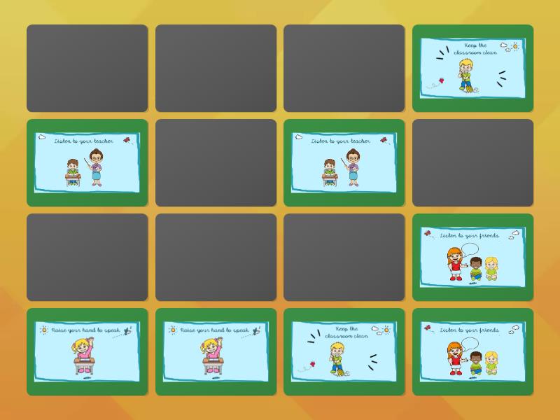 Classroom rules memory game - Matching pairs