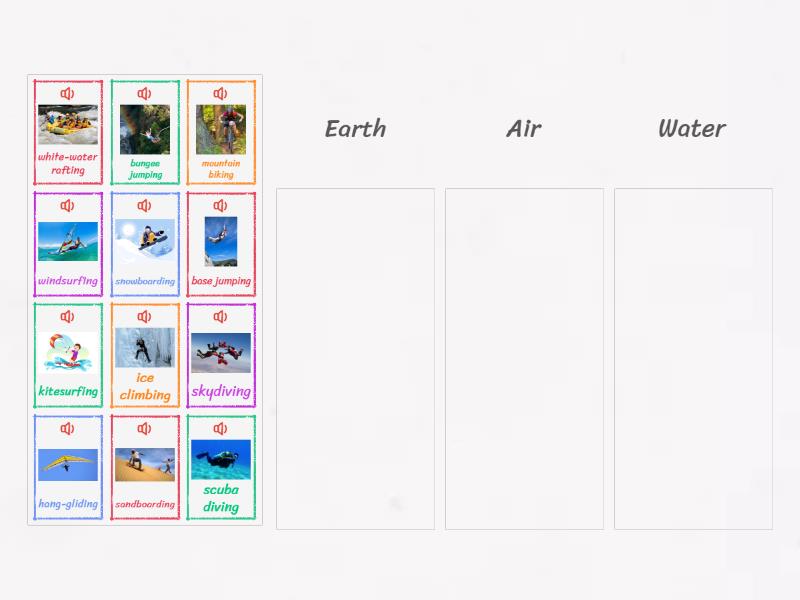 Extreme nature experiences - Group sort
