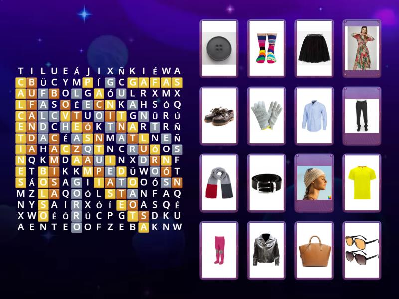 La ropa Colega 1 - Sopa de letras