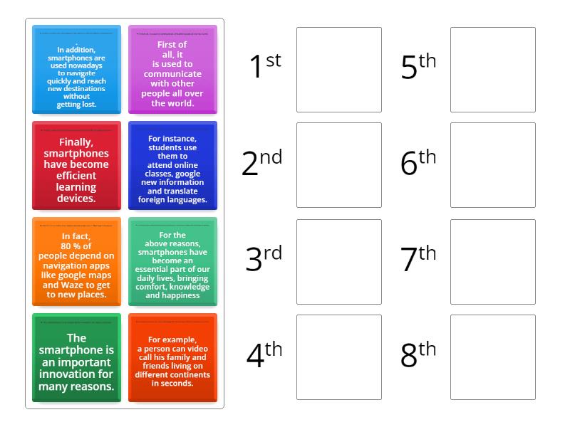 Arrange the paragraph elements - Orden correcto