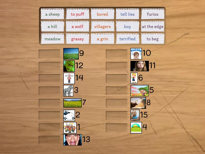 Boy Who Cried Wolf Vocabulary - Match up