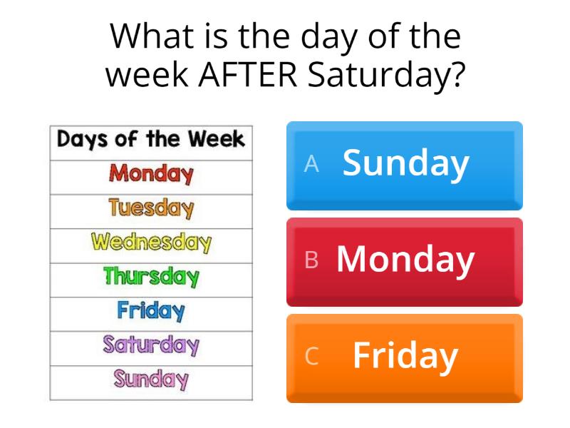 BEFORE & AFTER - DAYS OF WEEK - اختبار تنافسي