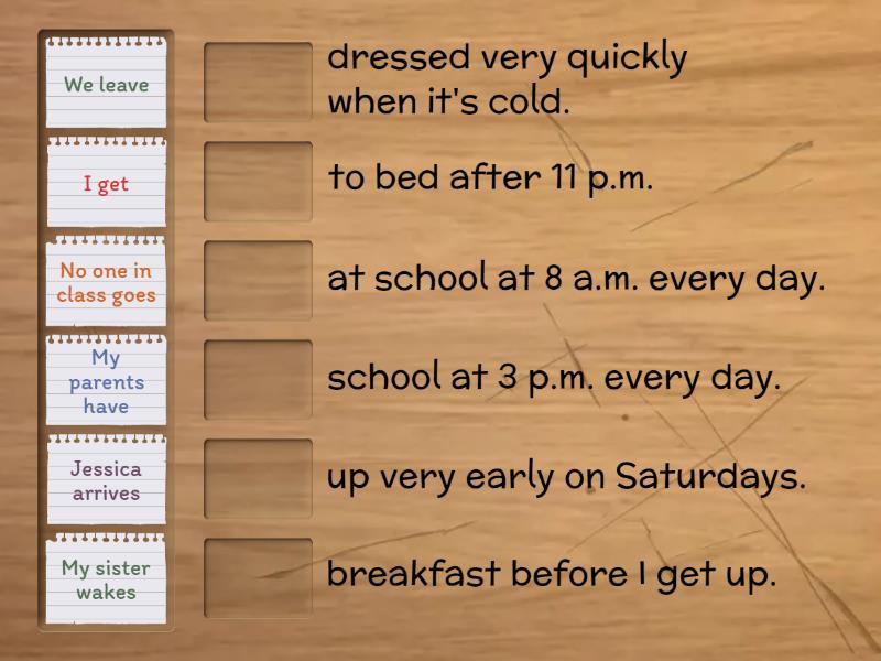 Daily Routine (Oxford Solutions Elementary Unit 2) - Match up