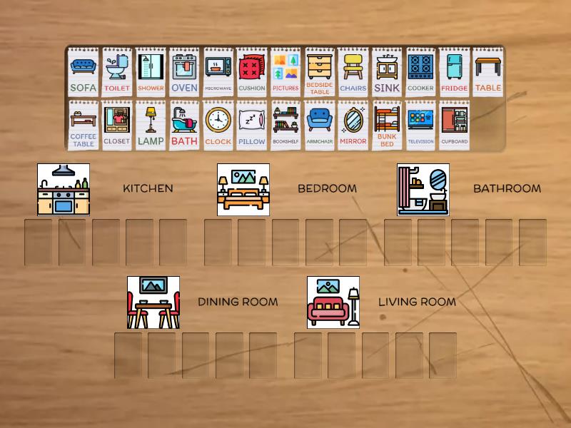 House rooms and their furniture - Group sort