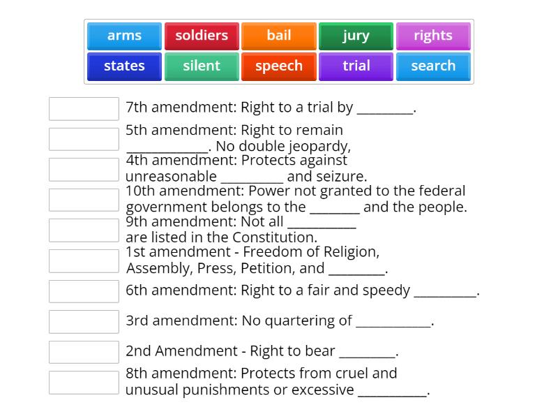 Bill of Rights Review #2 - Match up