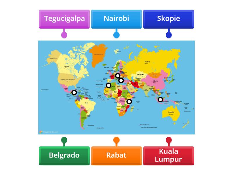 Ubicá las capitales - Labelled diagram