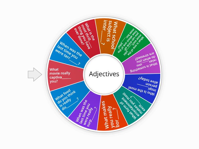 B1+ ing -ed adjectives - Spin the wheel