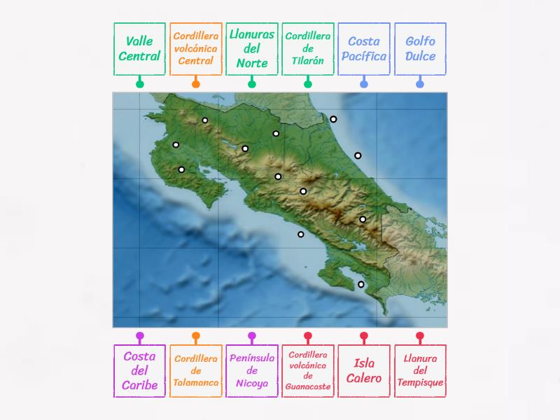 Relieve costarricense - Labelled diagram