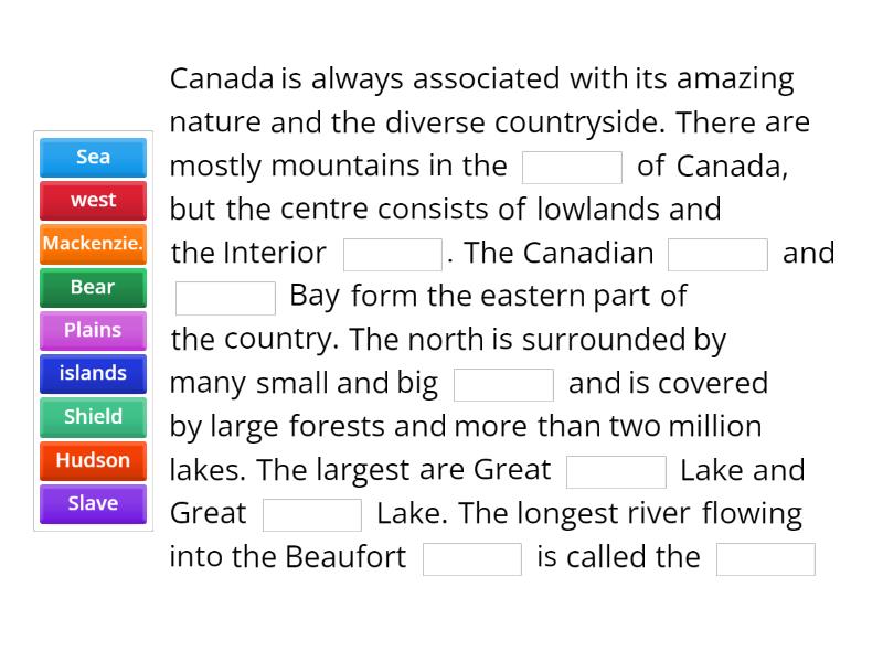 Canadian symbols and nature - Complete the sentence