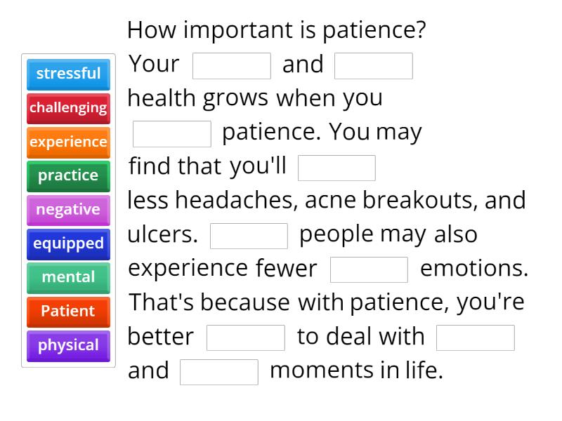 patience - Complete the sentence