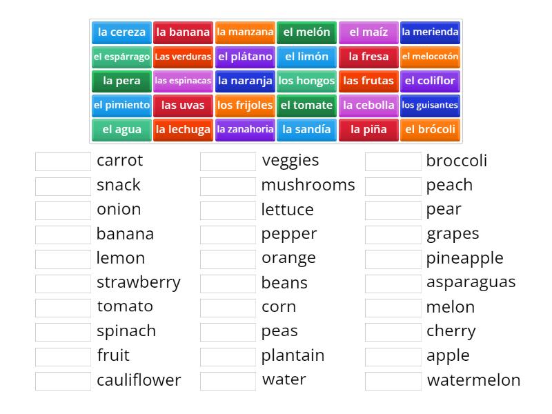 Spa 6 La comida 2 - Match up